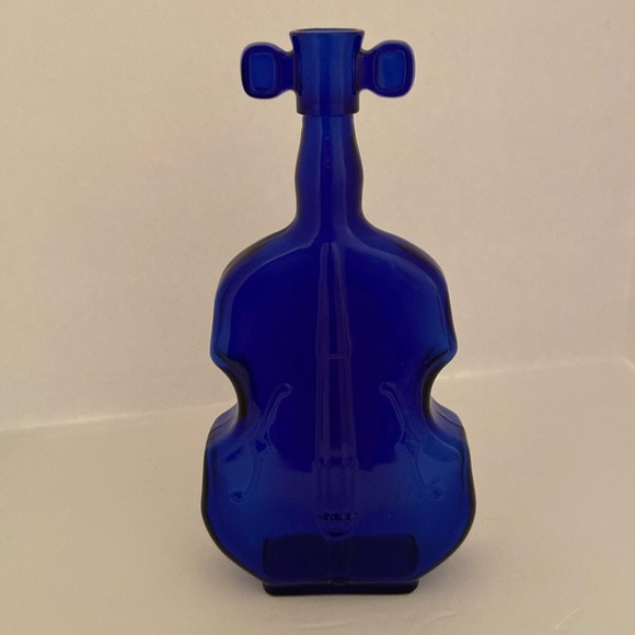 Other | Vintage Cobalt Blue Glass Bottle Instrument Cello Violin ...